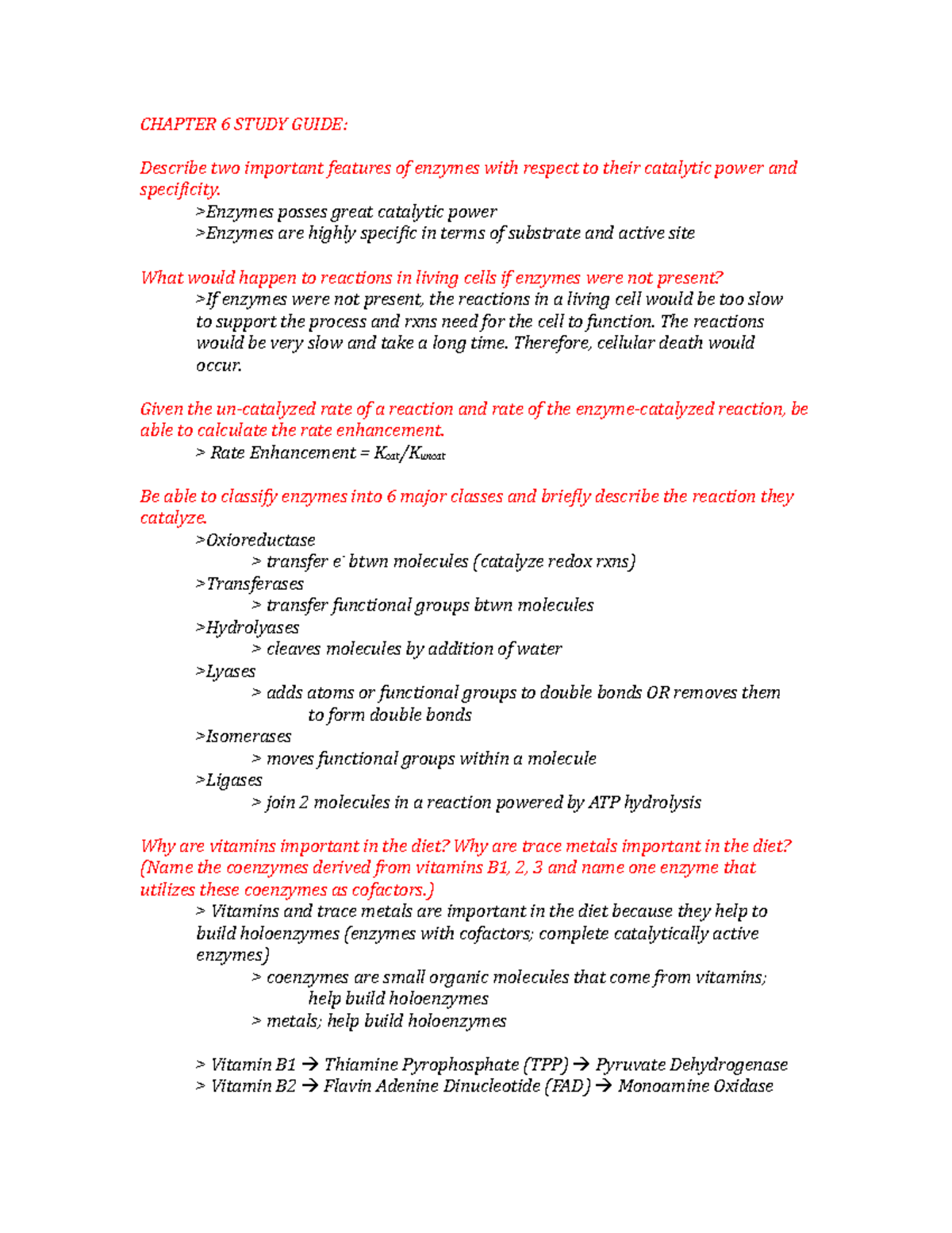 Chapter 6 study guide - CHAPTER 6 STUDY GUIDE: Describe two important ...