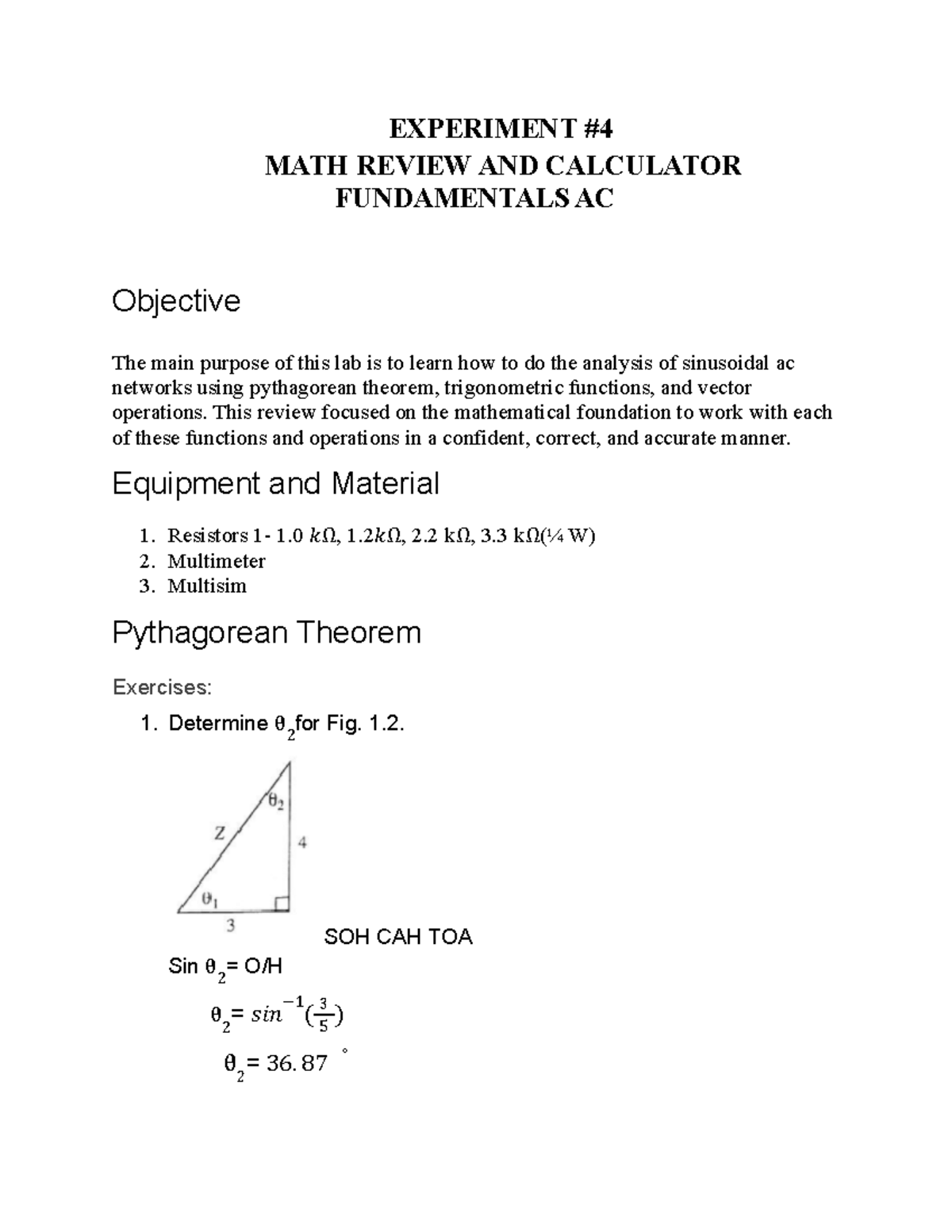 CET 3525 Lab 04 - EXPERIMENT MATH REVIEW AND CALCULATOR FUNDAMENTALS AC ...
