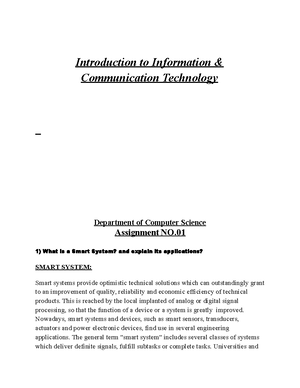 Technical Reports Writing Assignment - TECHNICAL REPORT WRITING Assignment # 01 Submitted To ...