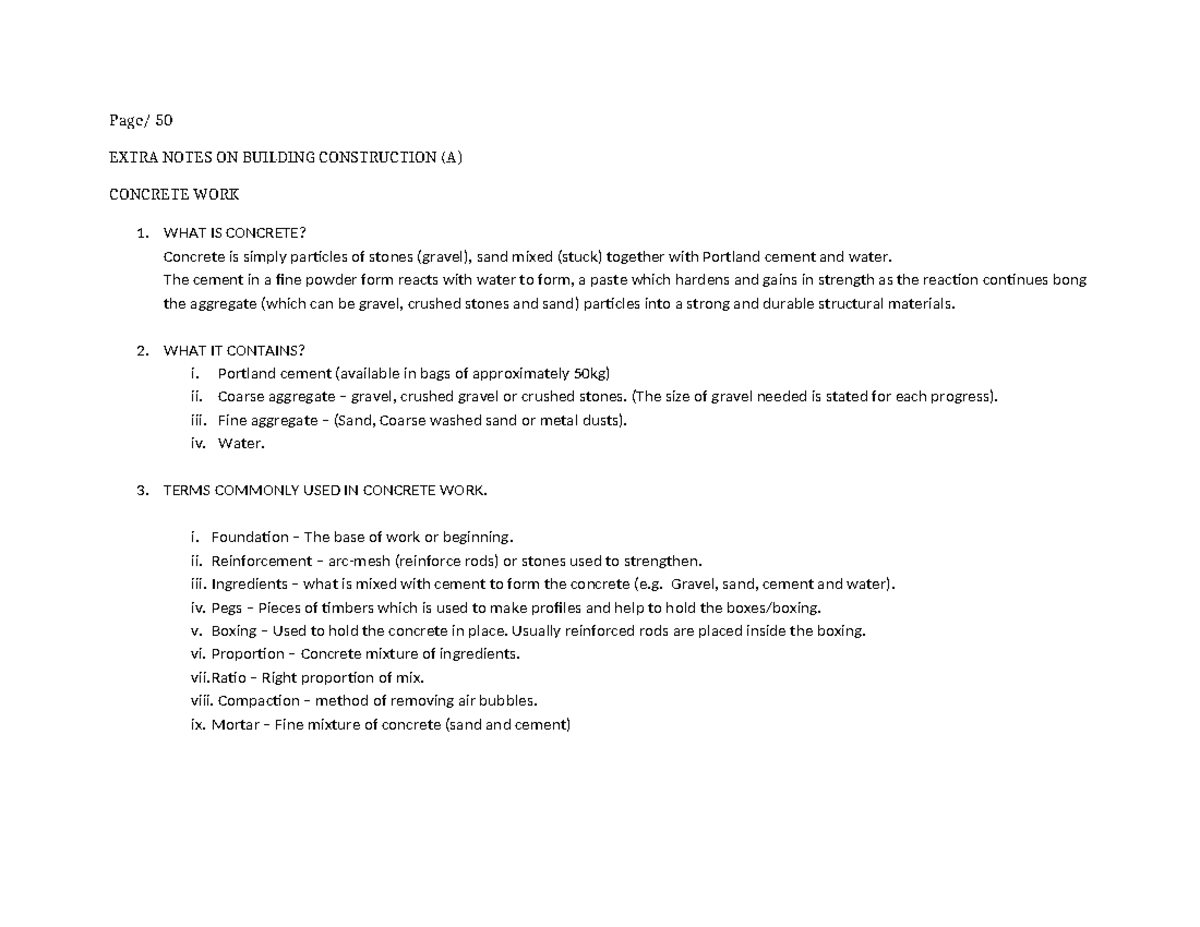 Extra Notes ON Building Construction - EXTRA NOTES ON BUILDING ...