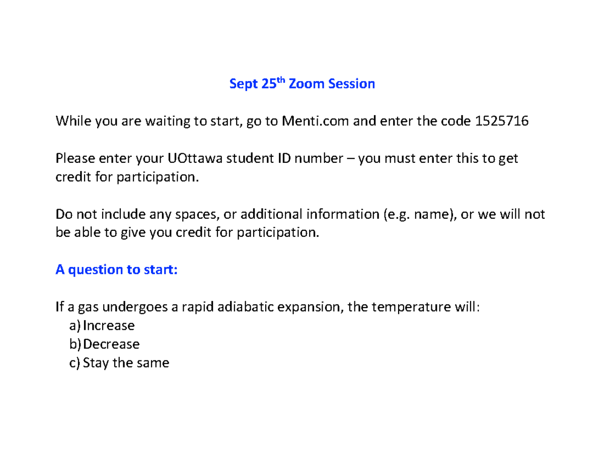 thermodynamics part 2 lecture file not annotated - Sept 25th Zoom ...