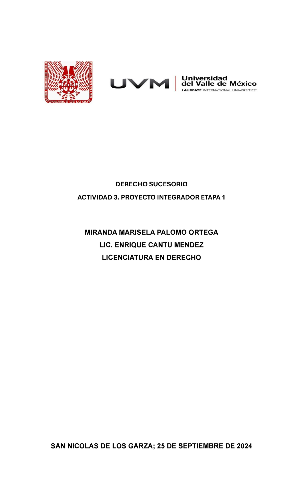 actividad 3 derecho sucesorio - DERECHO SUCESORIO ACTIVIDAD 3. PROYECTO INTEGRADOR ETAPA 1 ...