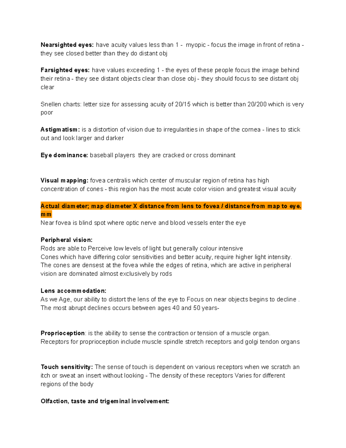 Sense lab - Answer key - Nearsighted eyes: have acuity values less than ...