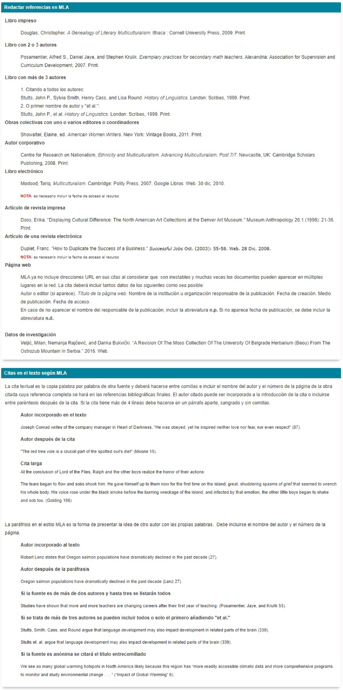 Estilo MLA - Reglas APA - Redactar referencias en MLA Libro impreso ...