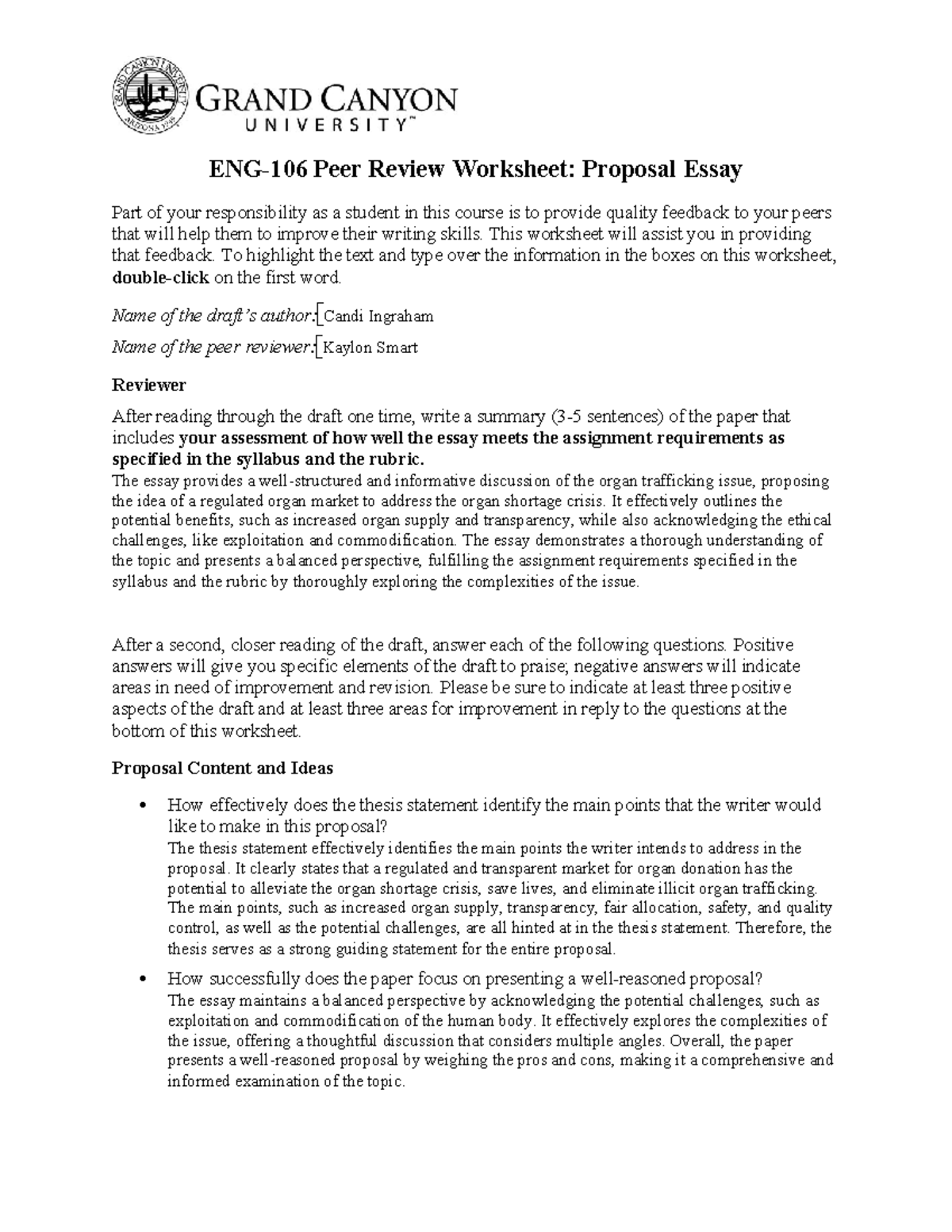 ENG106 Proposal Peer Review Worksheet 2 - ENG-106 Peer Review Worksheet ...