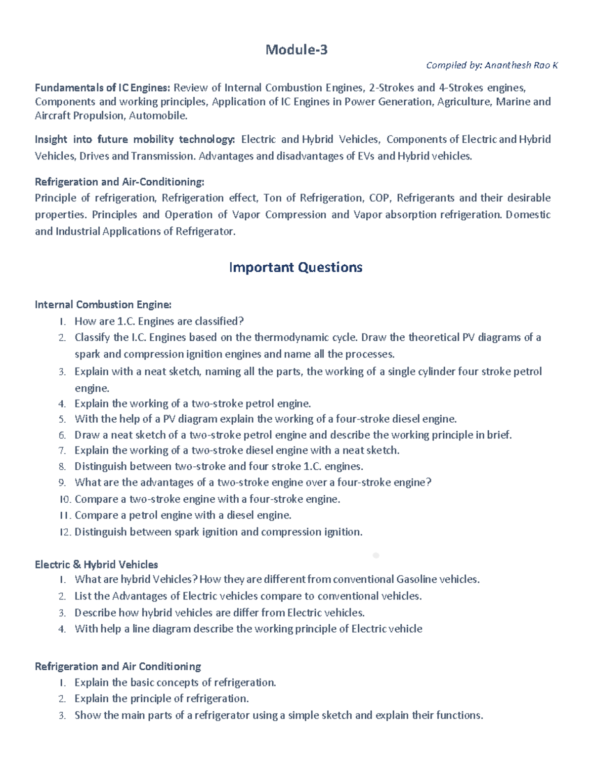 Copy of Module 3 - Module- 3 Compiled by: Ananthesh Rao K Fundamentals ...