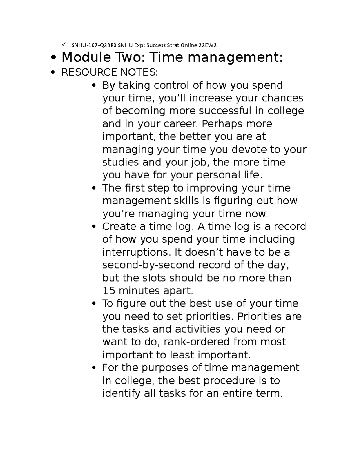 Module two success strat online - SNHU-107-Q2980 SNHU Exp: Success ...