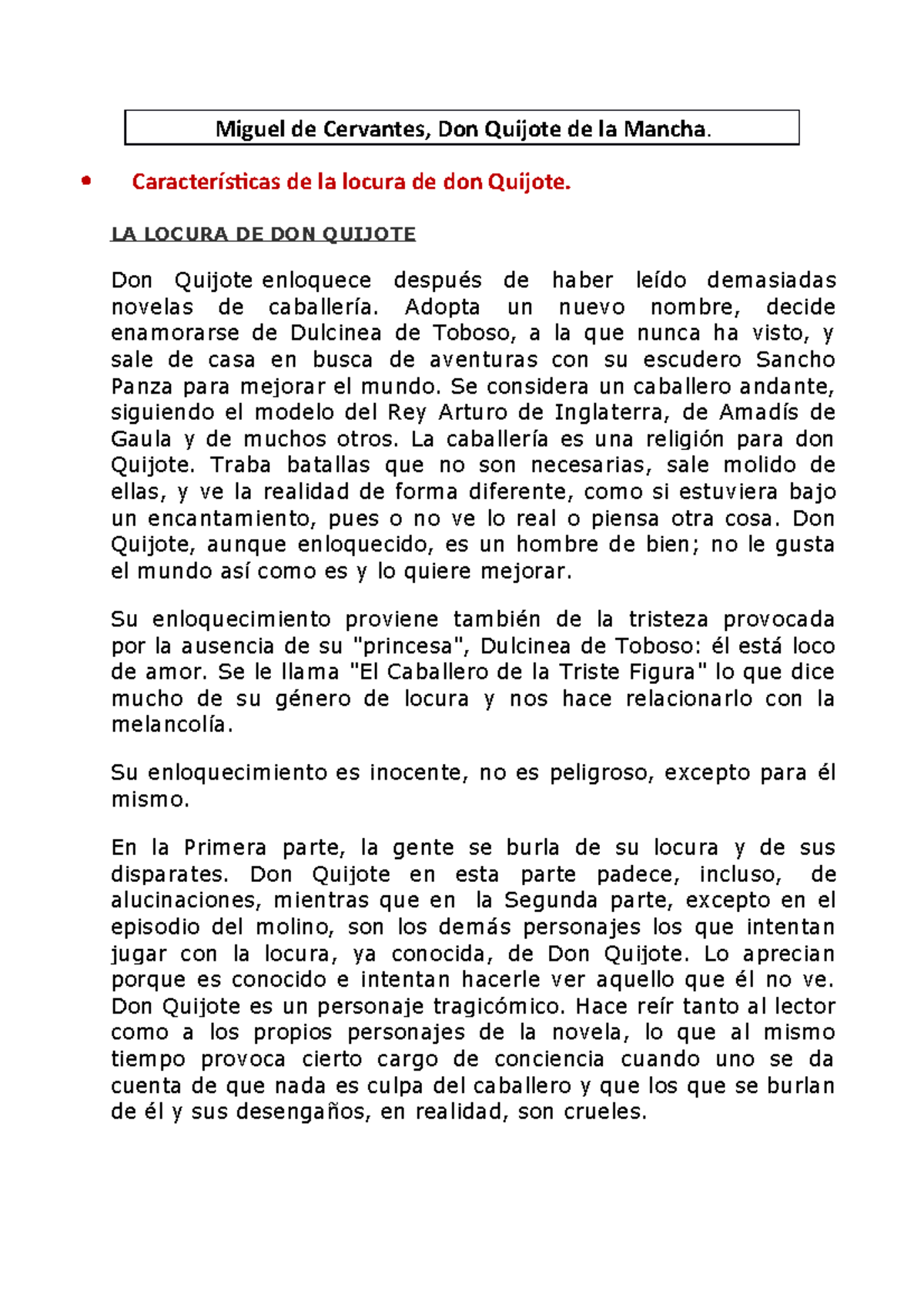 LIT CAST 2022-Cervantes - Miguel de Cervantes, Don Quijote de la Mancha ...