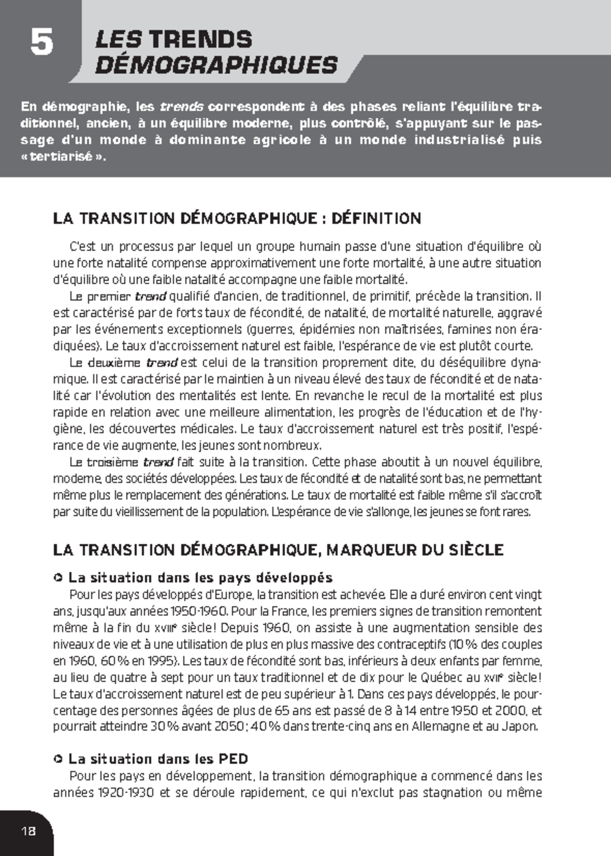 Les-trends-demographiques - LA TRANSITION DÉMOGRAPHIQUE : DÉFINITION C ...