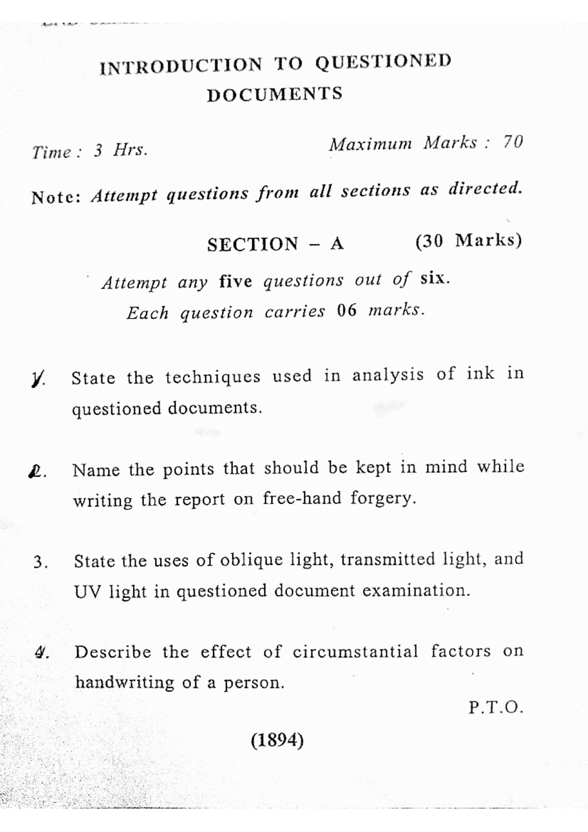 INTRODUCTION TO QUESTIONED DOCUMENTS - Forensic Science - Studocu