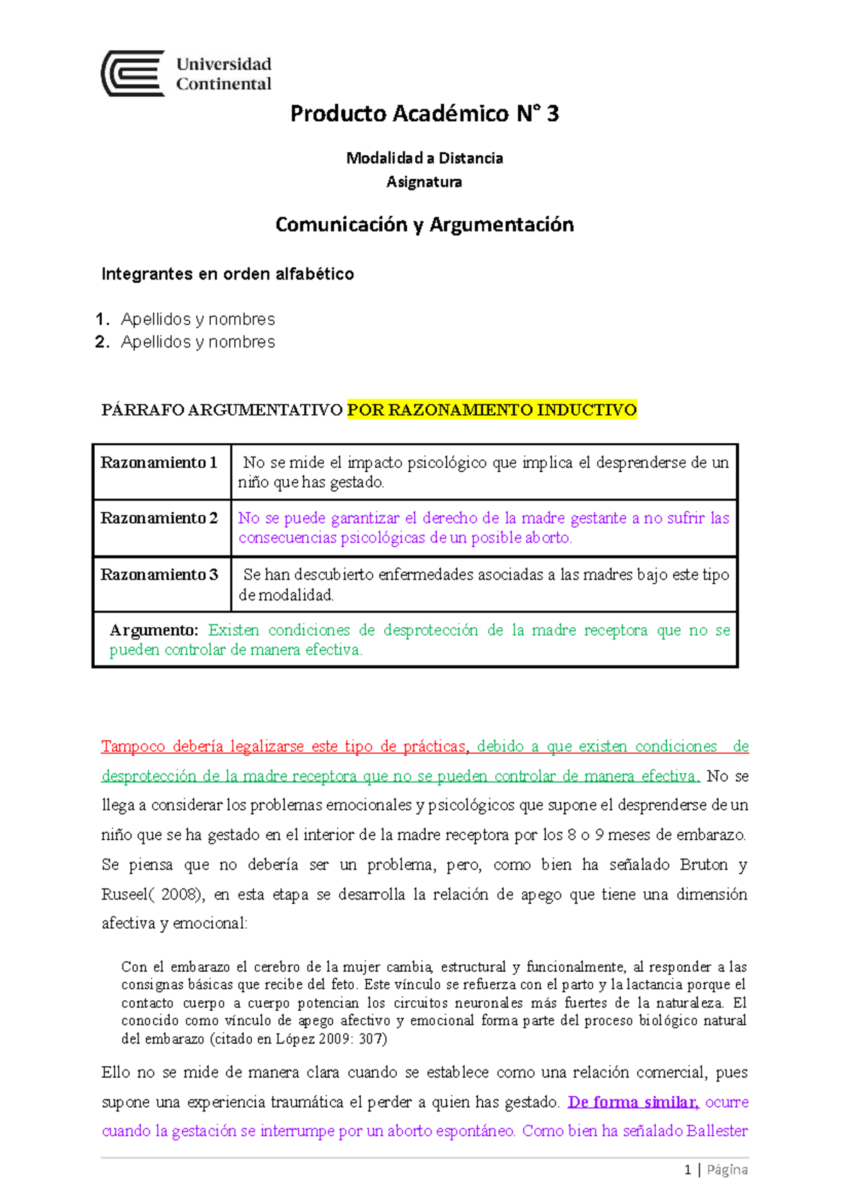 Ejemplo PA3 (1) - sadas - Producto Académico N° 3 Modalidad a Distancia Asignatura Comunicación ...