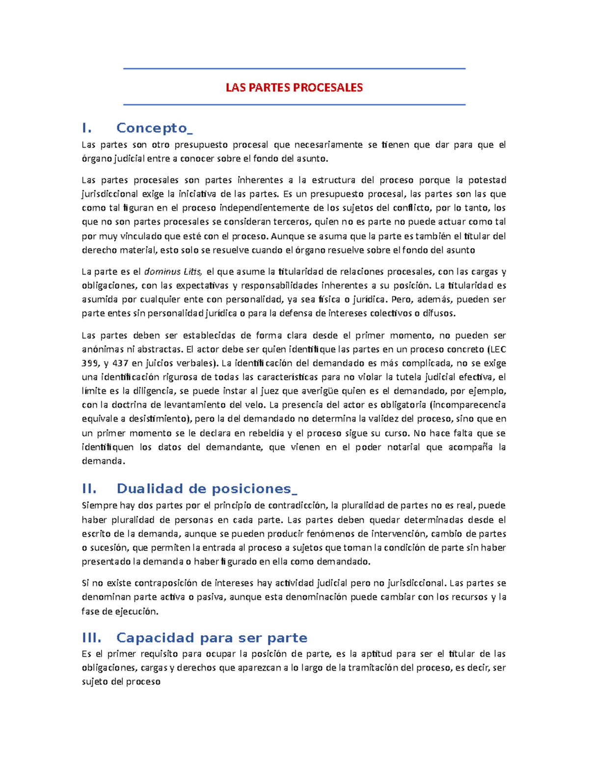 3. Partes procesales - Apuntes tema tres - LAS PARTES PROCESALES I ...