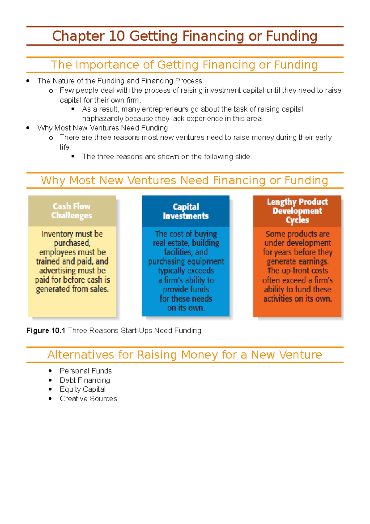 Chap 10 - Summary Business Management 2A - Chapter 10 Getting Financing or Funding The ...