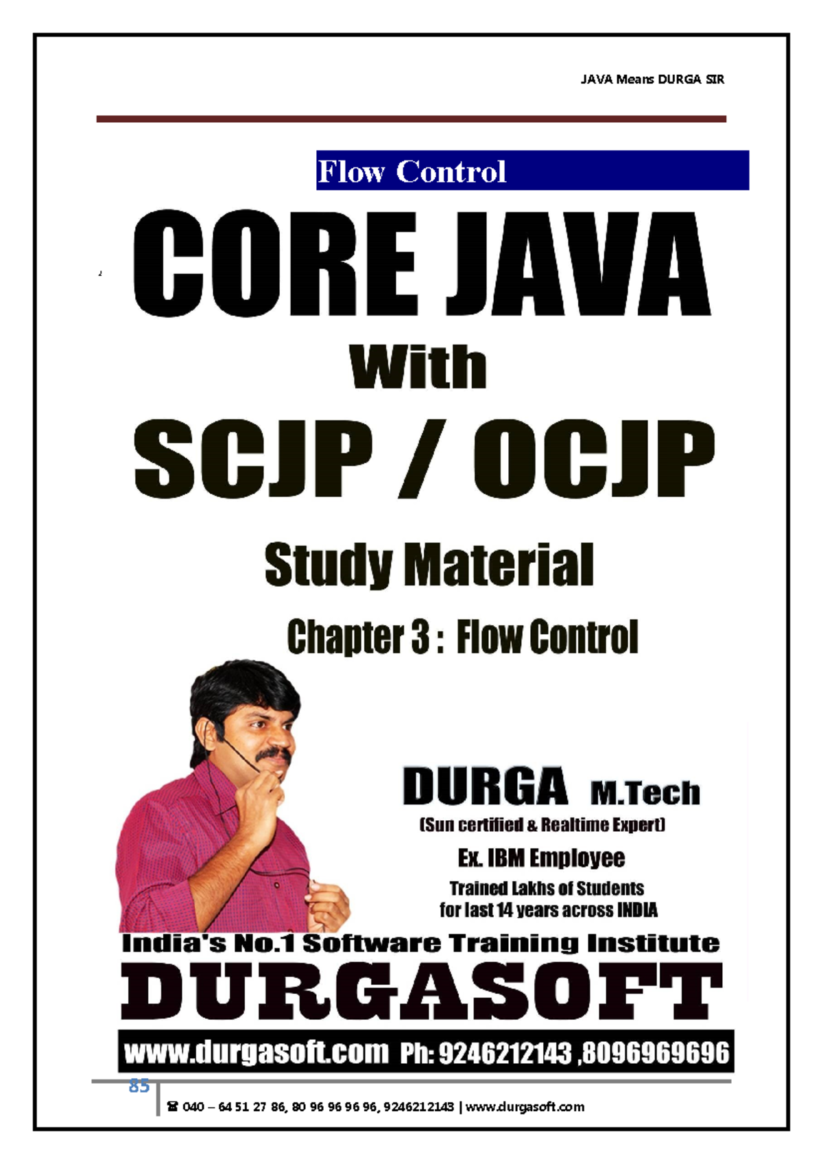 Toaz - CSE JAVA NOTES OF KS - Flow Control Agenda : 1. Introduction 2 ...