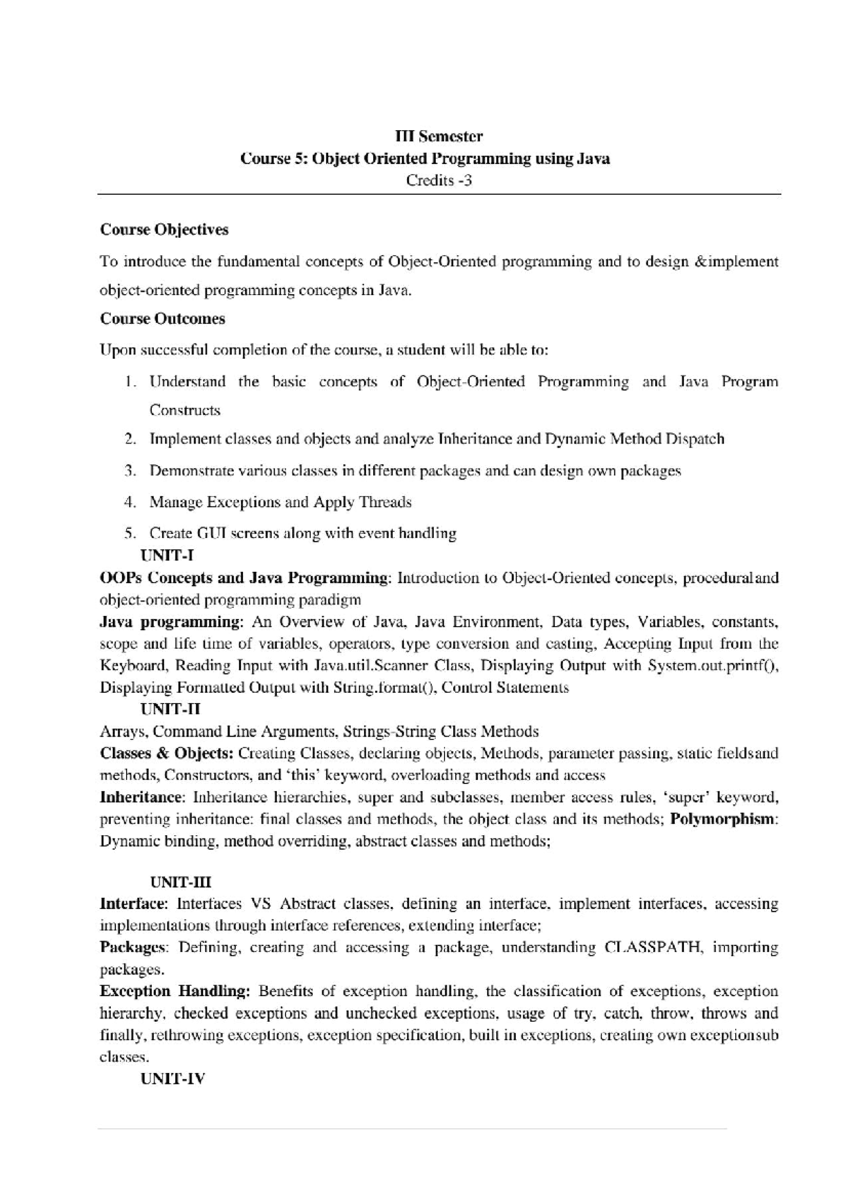 III BSC JAVA as Major - this is the best practice for bca students ...