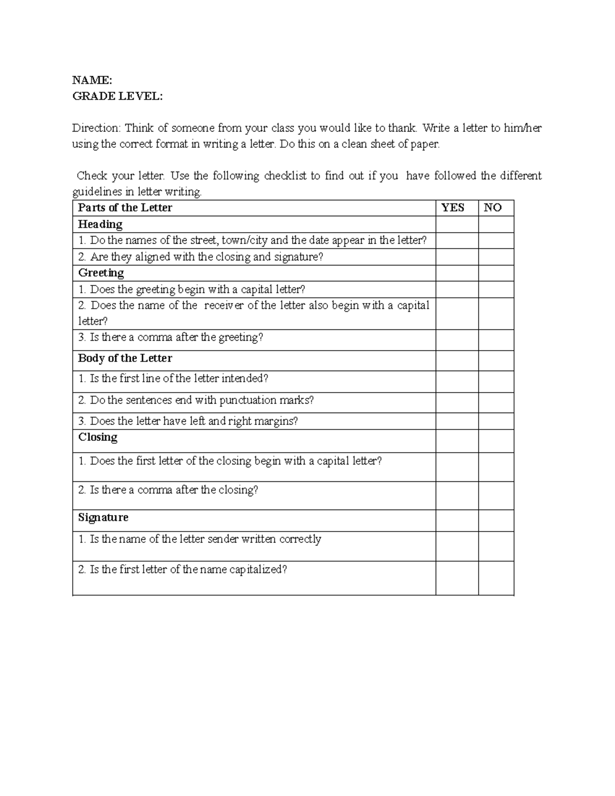 Worksheets TTL - BASIS - NAME: GRADE LEVEL: Direction: Think of someone ...