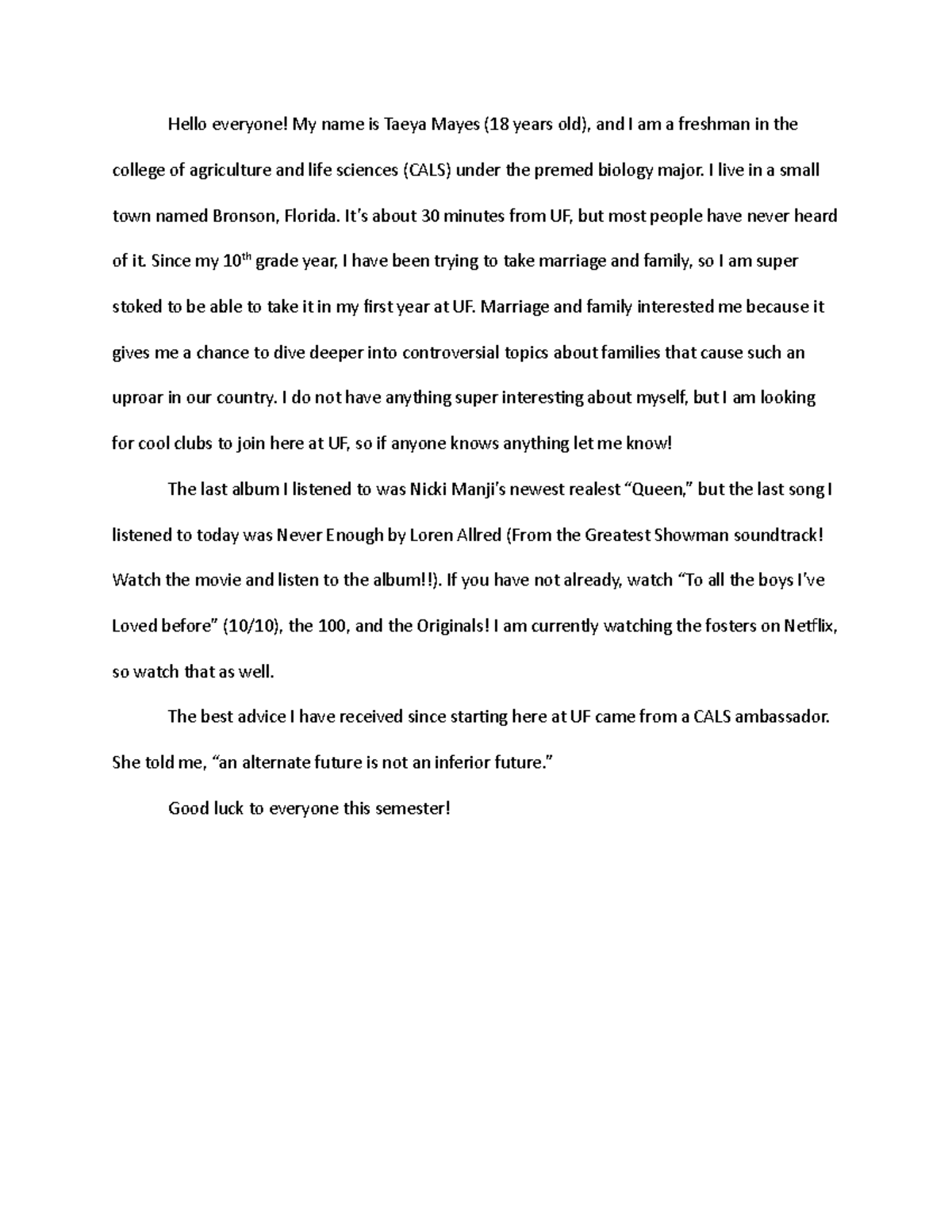 Module 1 Lecture Notes - Hello everyone! My name is Taeya Mayes (18 ...