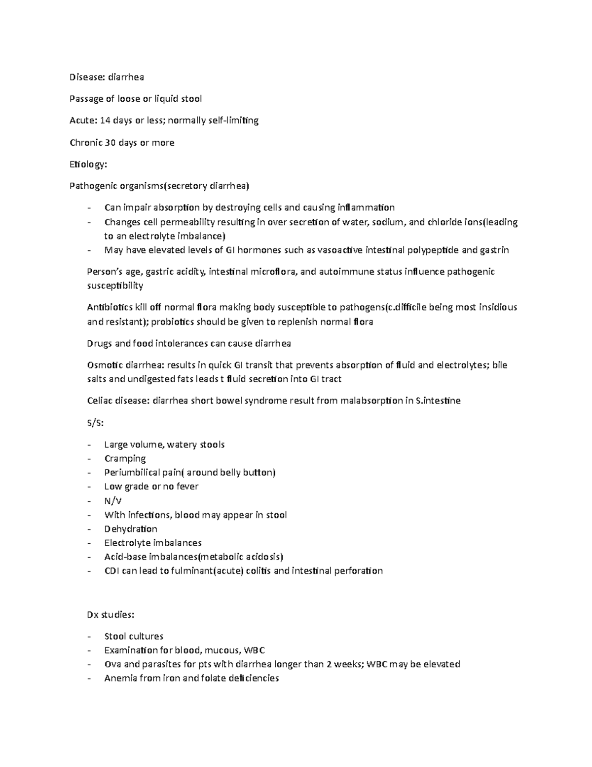 Diarrhea concept map - Disease: diarrhea Passage of loose or liquid ...