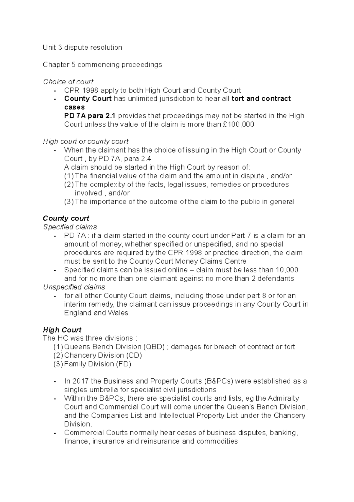 Unit 3 dispute resolution - Unit 3 dispute resolution Chapter 5 ...