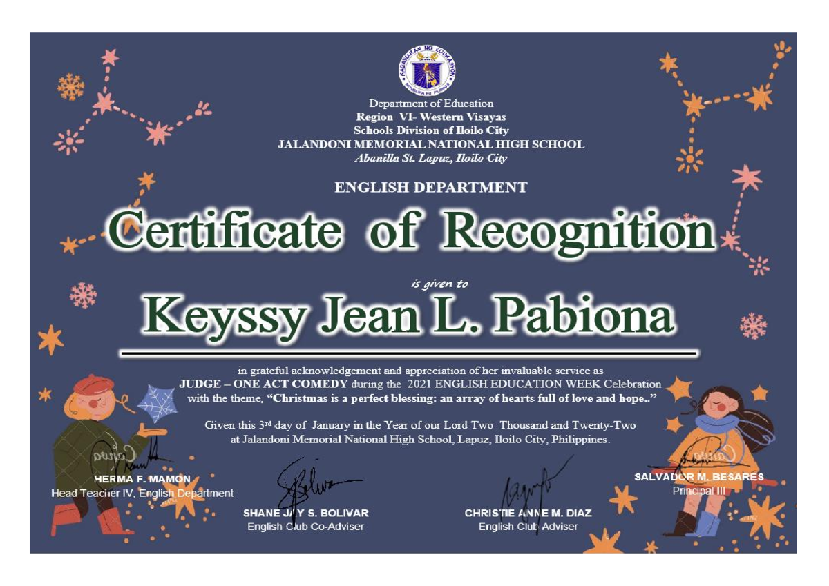 Judges- English-WEEK - This is a sample format of certificates for ...