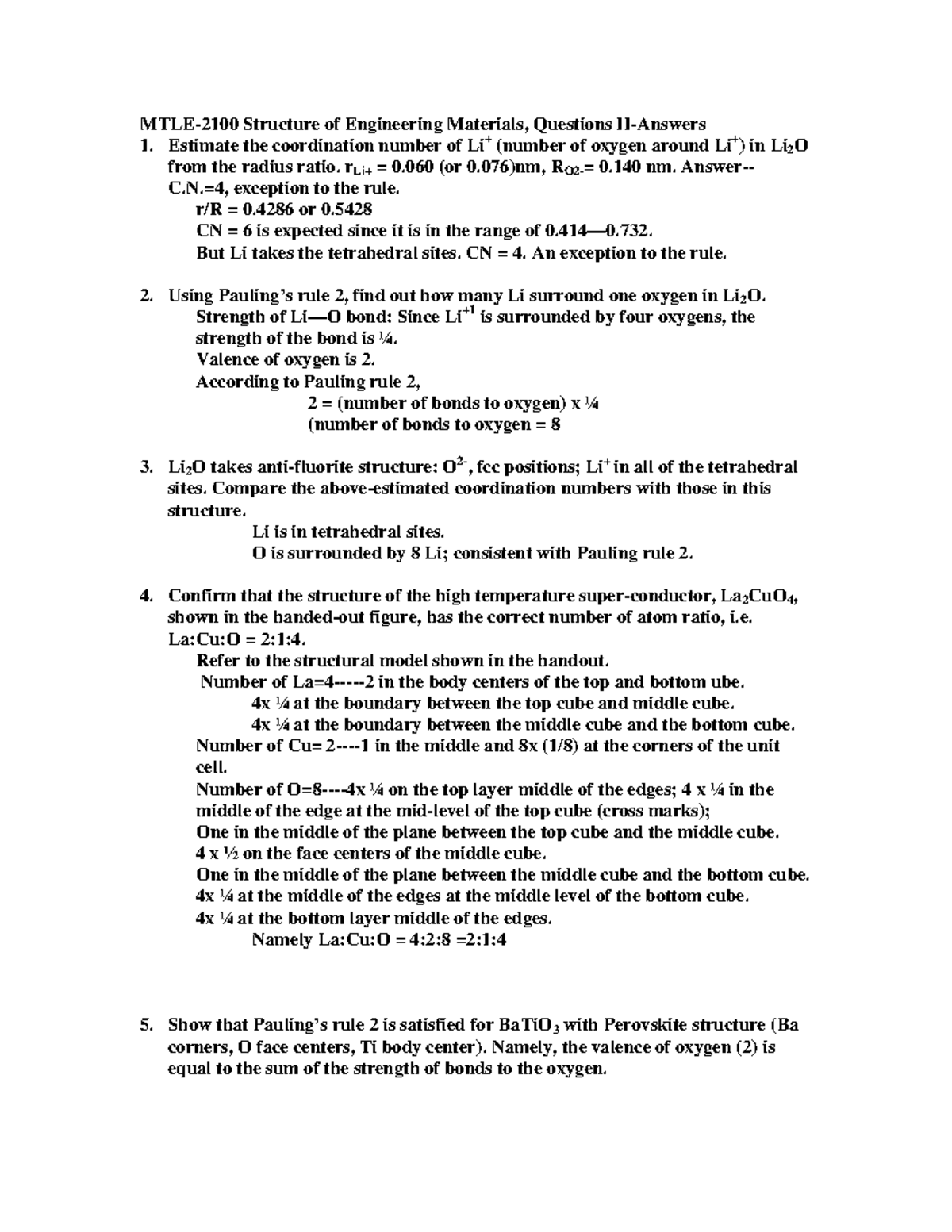 Structure - homework - MTLE-2100 Structure of Engineering Materials ...