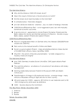Week One - Cold War Notes. - Week One: Course introduction Note: RAF ...