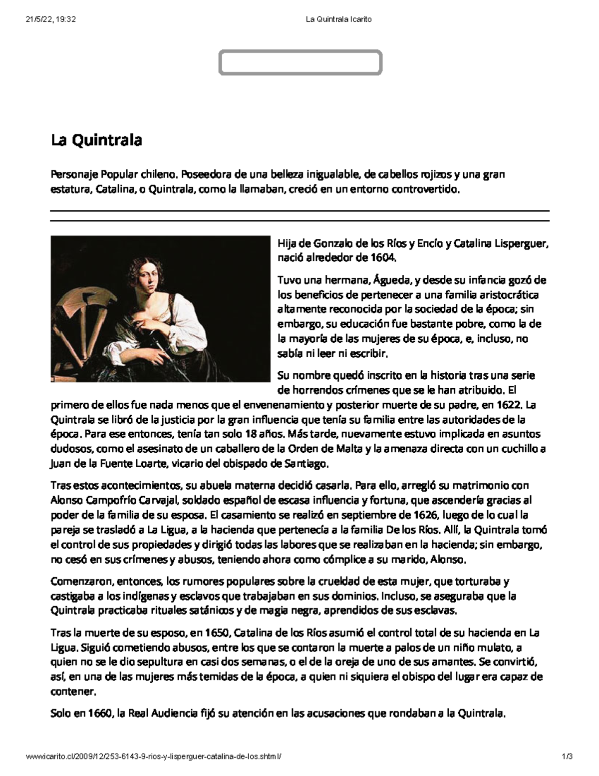 La Quintrala Icarito - Texto comprensión lectora - 21/5/22, 19:32 La ...