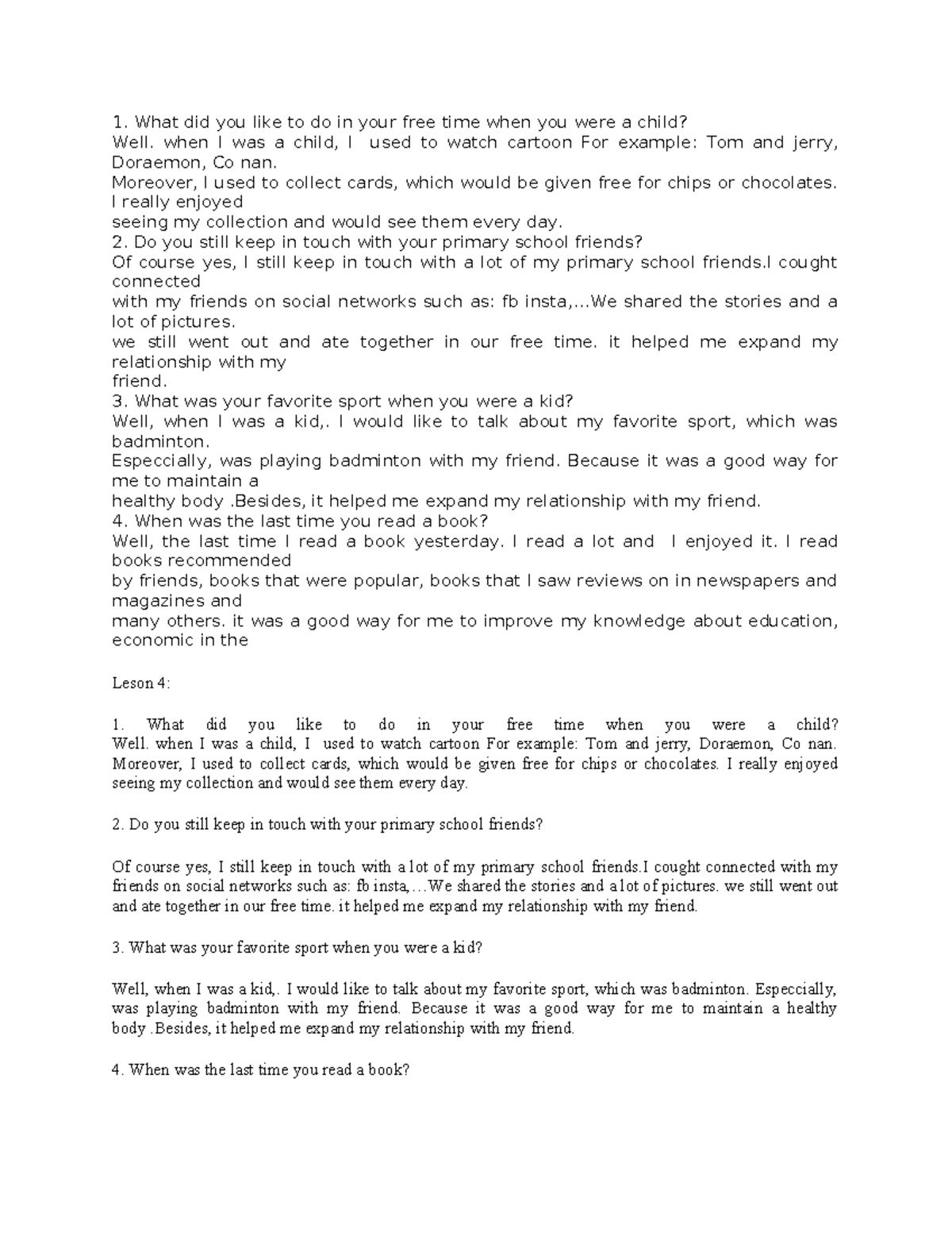 Video tiếng anh - 1. What did you like to do in your free time when you ...