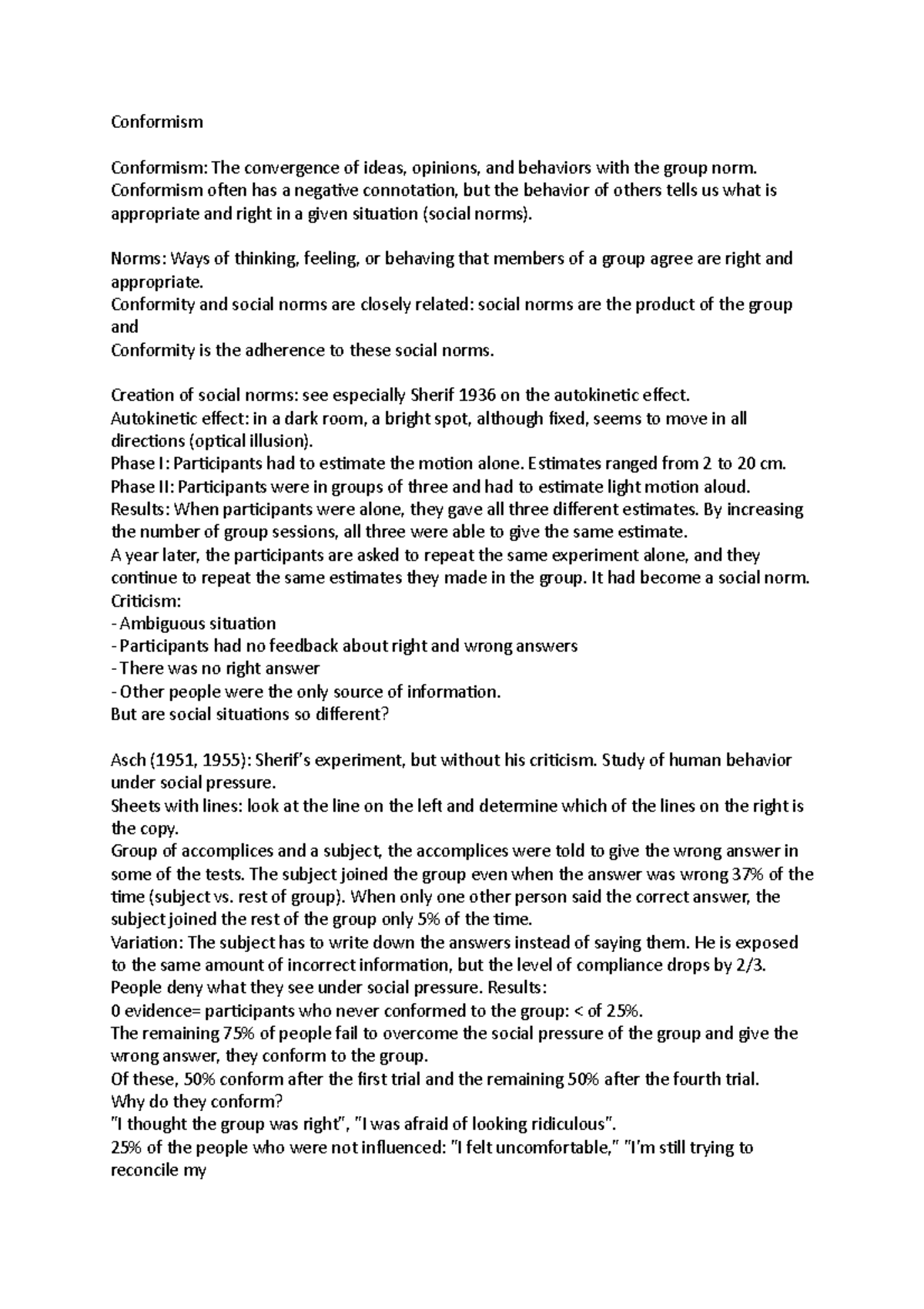 Conformism - General Psychology - Conformism Conformism: The ...