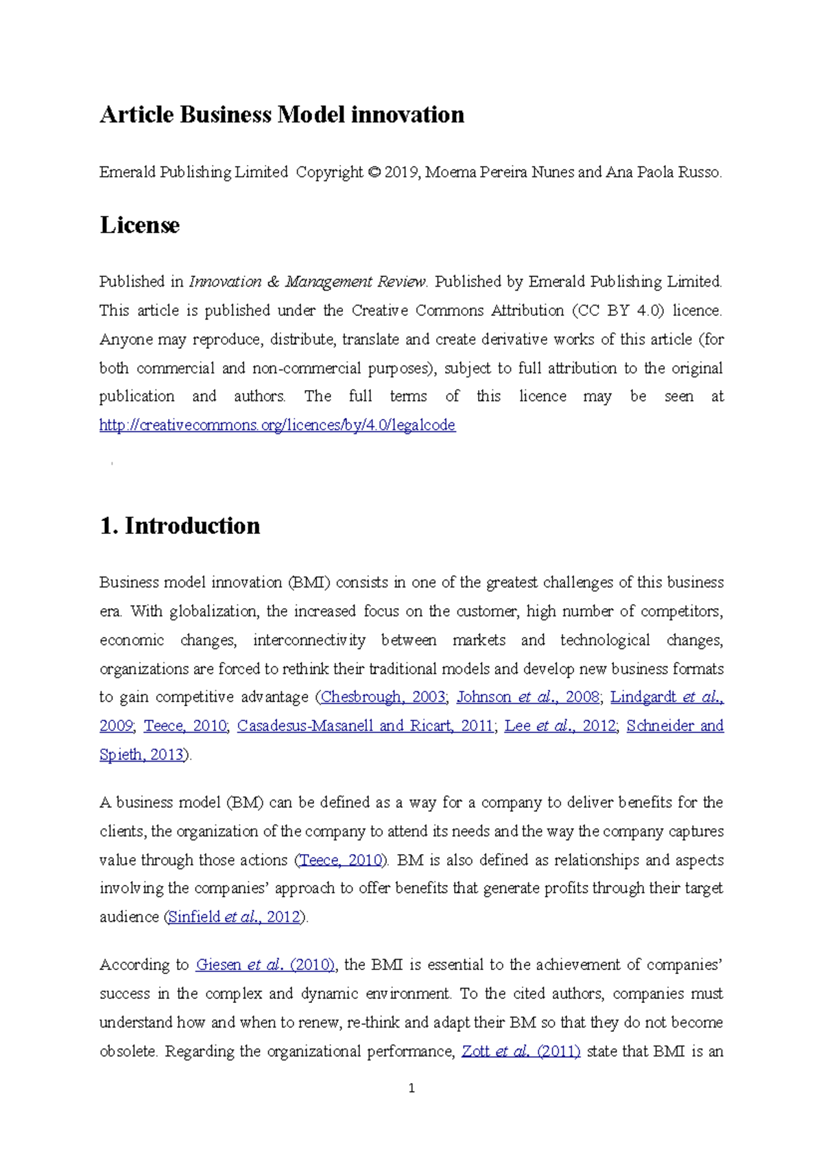 Article Business Model innovation - Article Business Model innovation ...