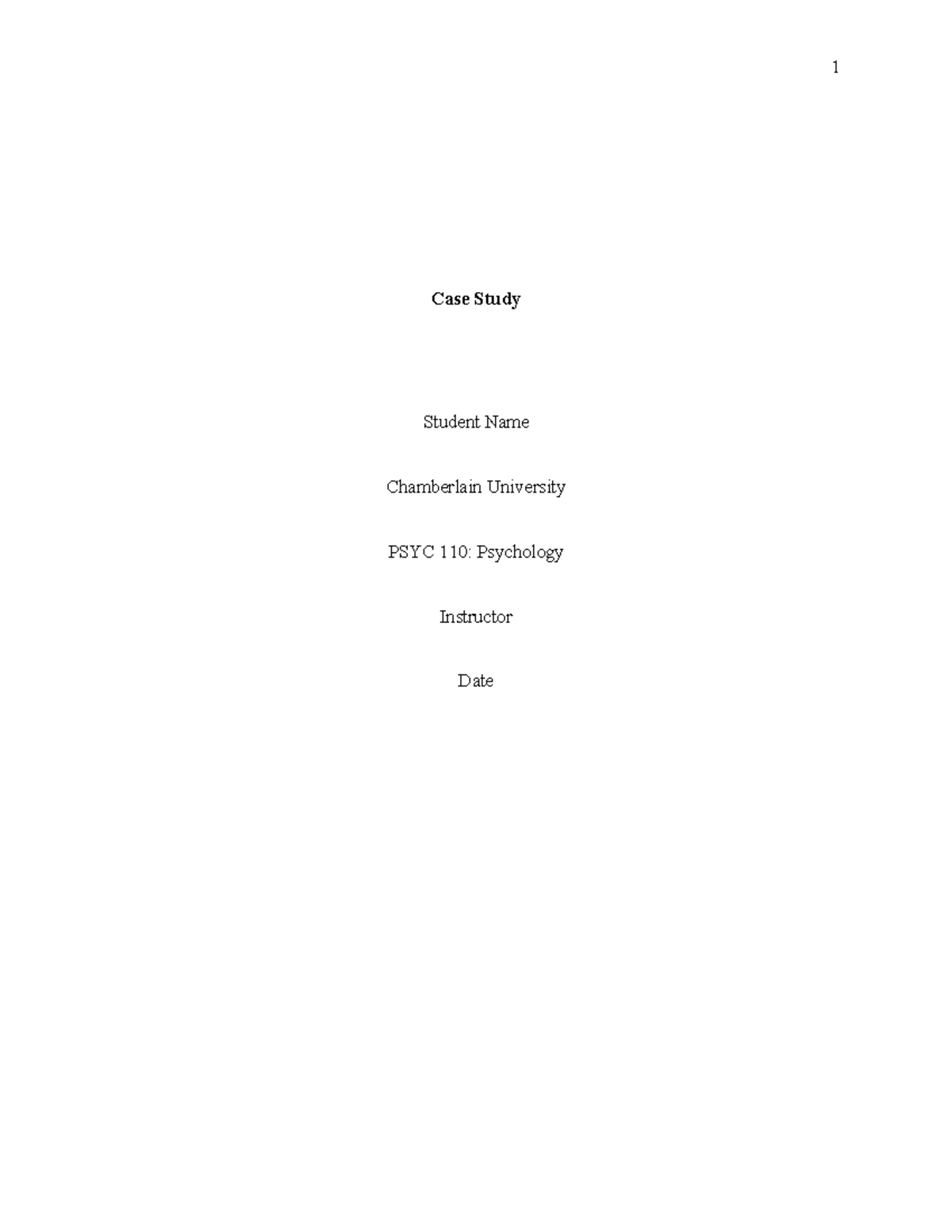 PSYC-110 Case Study- Psychological Disorders - Case Study Student Name ...