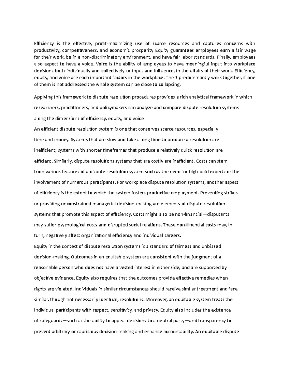 Efficiency AND Equity Theory - Efficiency is the effective, profit ...