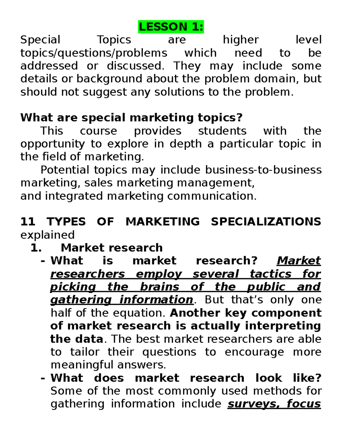 MM ELEC 01 (lessons) - Lecture notes - LESSON 1: Special Topics are ...