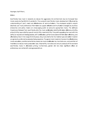 Cayangan BBB3 - REFERENCE - Cayangan, April Mae L. BSBA Alamin kung ano ...