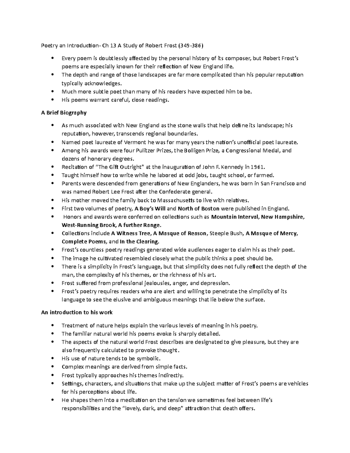 Poetry an Introduction ch 13 Robert Frost (349-386) - Poetry an ...