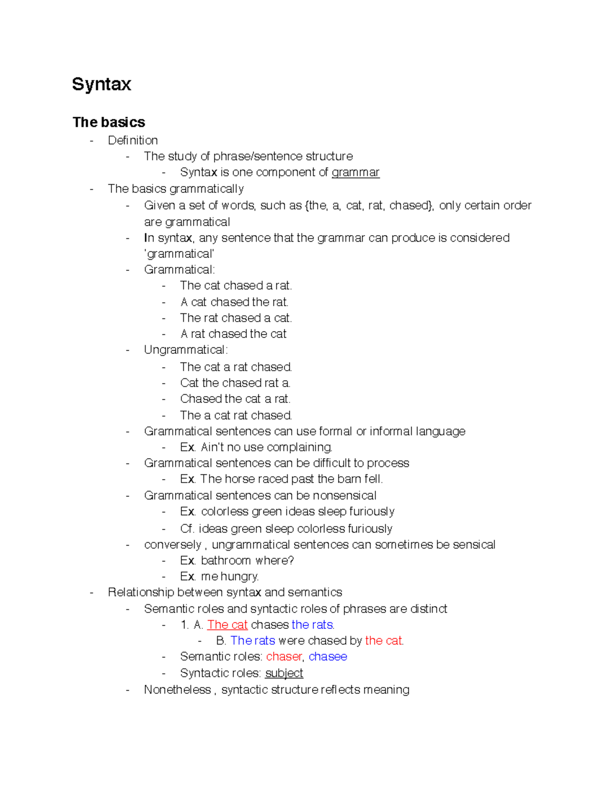 Ling 101 Lecture 5 - at University of Delaware - Syntax The basics ...
