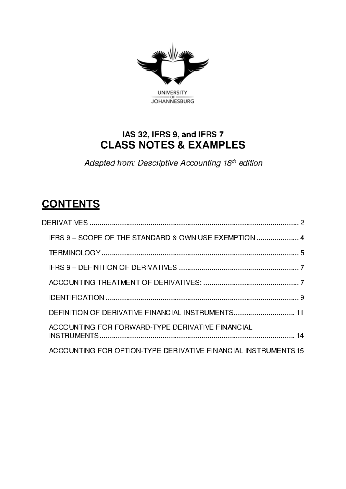 12. Class examples FI 2020 Lectures 5 to 6 - IAS 32, IFRS 9, and IFRS 7 ...
