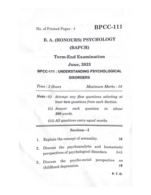 BPCC-114 Que Paper 2023 june @Up To Date With Updates - P. T. O. No. of ...