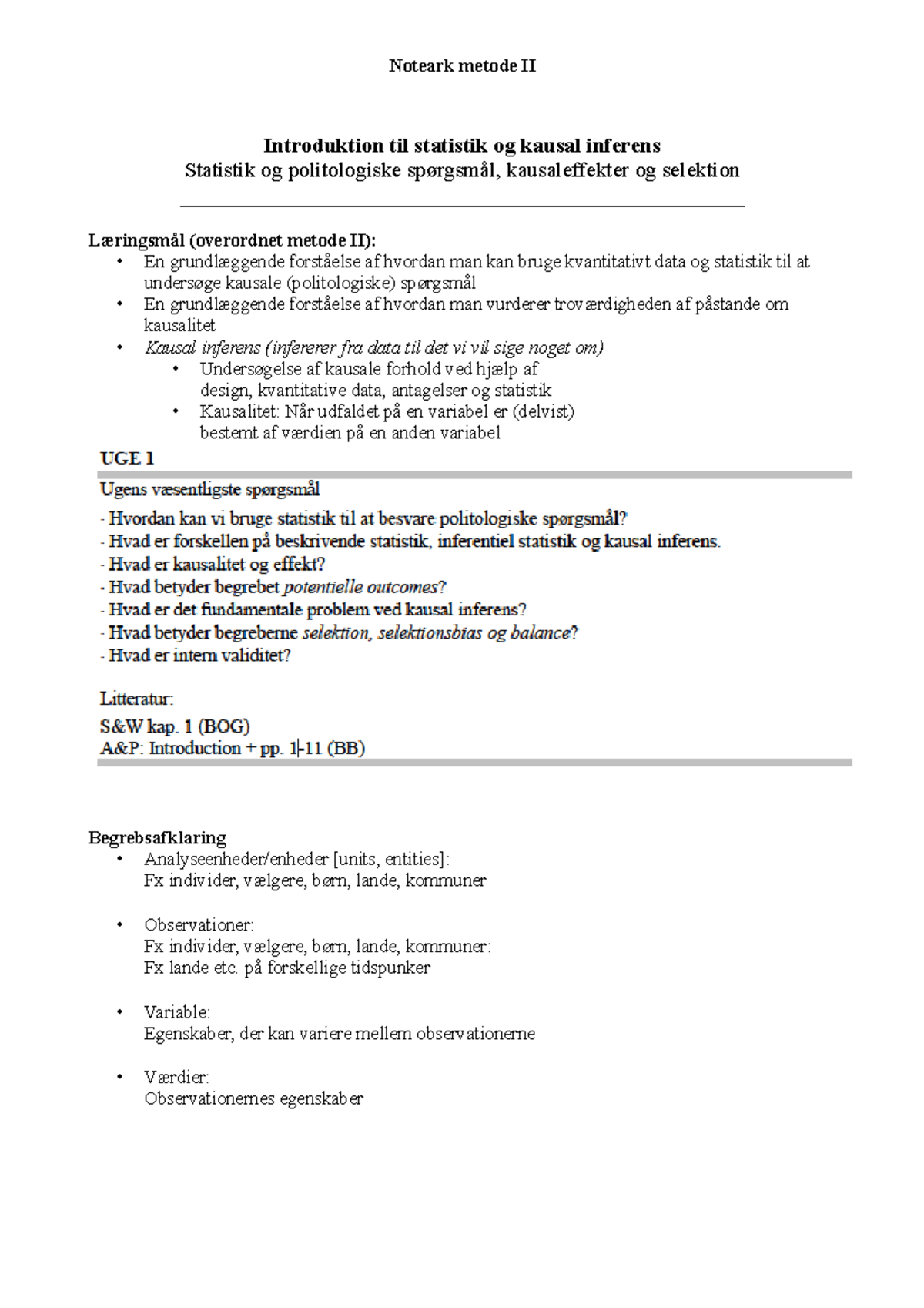 Noteark metode 2 statistik kvantitativ analyse - Noteark metode II ...
