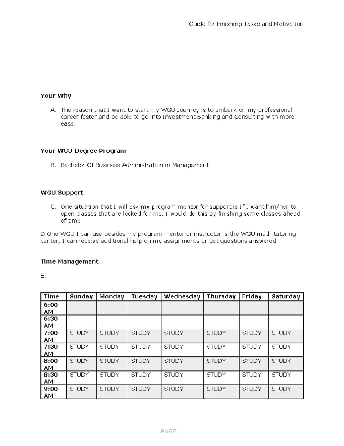 Guide FOR Finishing Tasks AND Motivation - Guide for Finishing Tasks ...