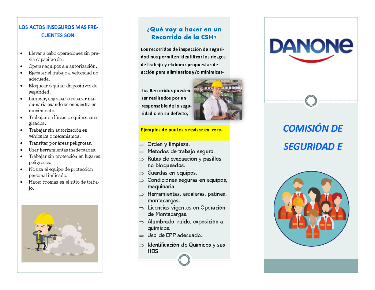 Tríptico nom 019 - COMISIÓN DE SEGURIDAD E ¿Qué voy a hacer en un Recorrido de la CSH? Los - Studocu