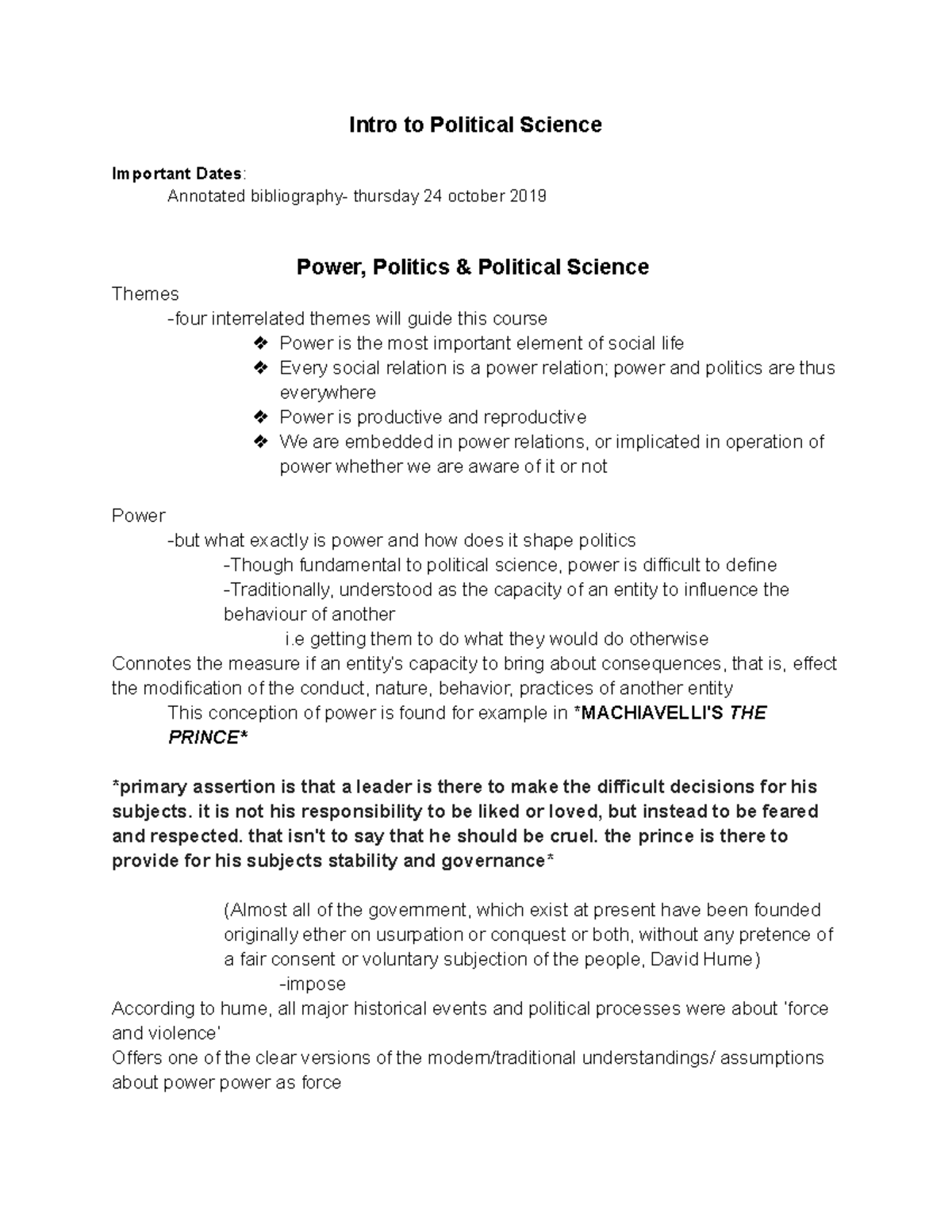 Political Science Notes - Intro to Political Science Important Dates ...