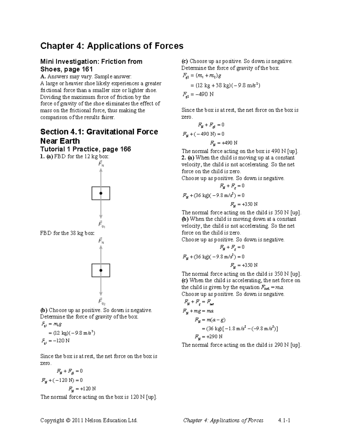 Chapter 4 - answers - Chapter 4 : Applications of Forces Mini ...