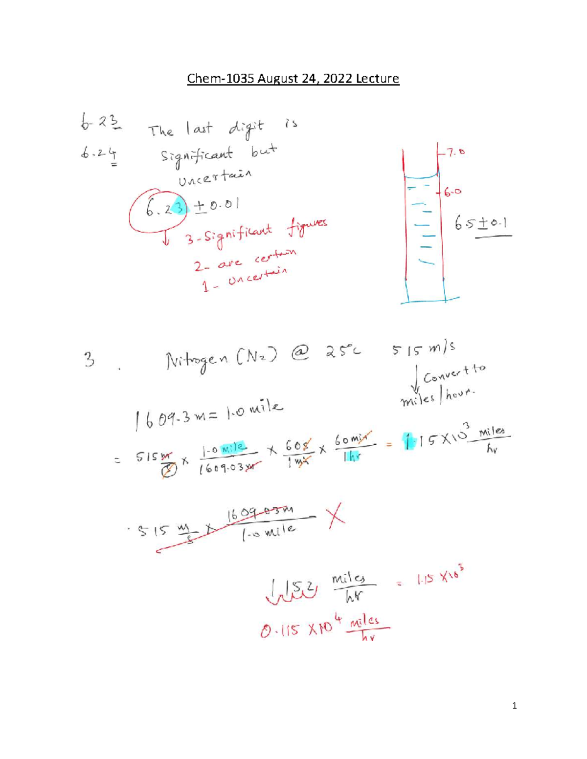 Chem-1035 24th August Class Lecture - CHEM 1035 - 1 Chem-1035 August 24 ...