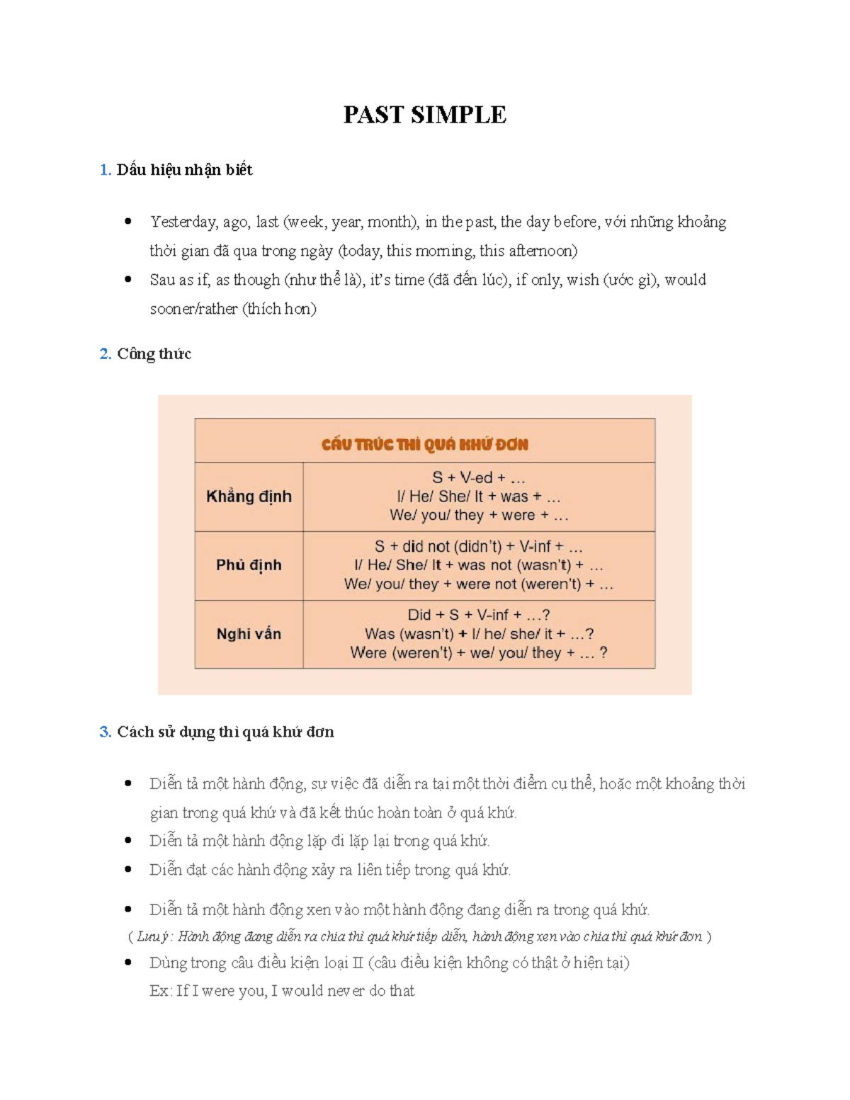 english grammar - PAST SIMPLE 1. Dấu hiệu nhận biết Yesterday, ago ...