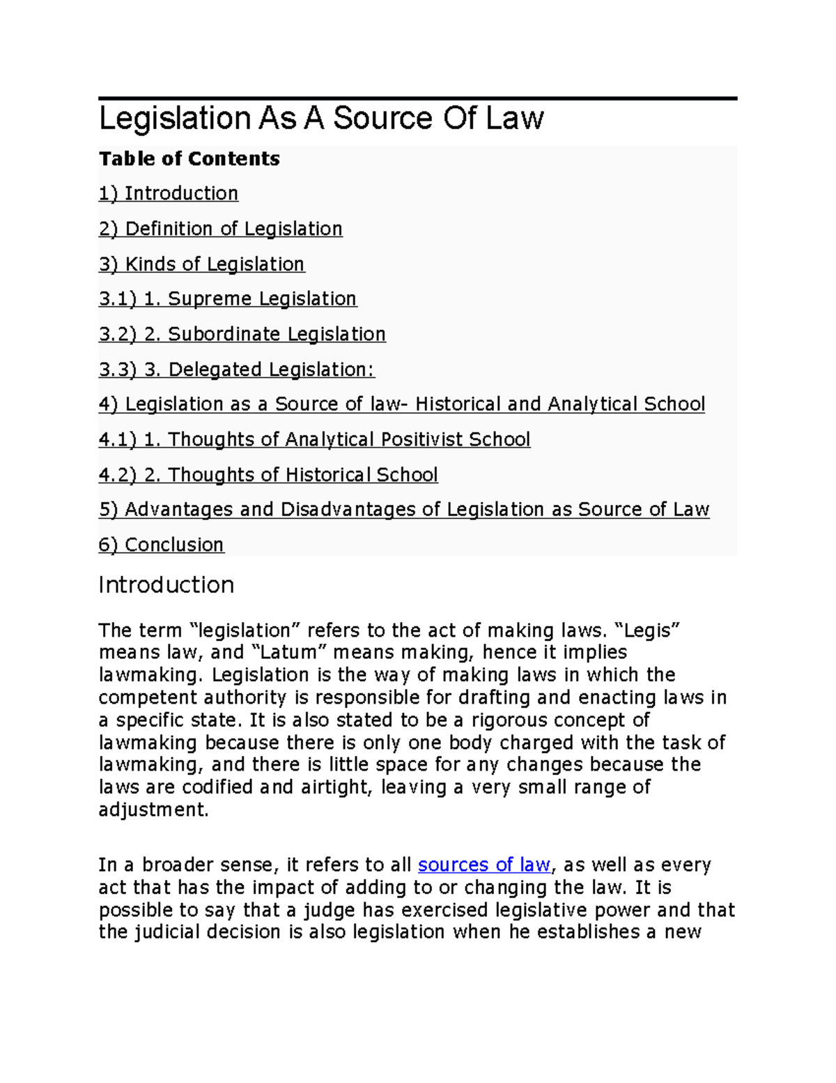 Document (15) - Notes - Legislation As A Source Of Law Table of ...