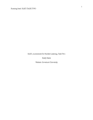 KAT2 Task 2 - Formative Assessments - Kristina Menckowski Assessment for Student Learning KAT2 ...