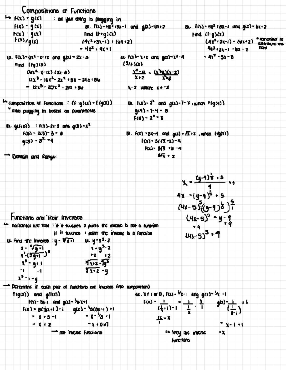 Composition and Piecewise Functions - Compositions offunctions i f(x) + g(x):all your doing is ...