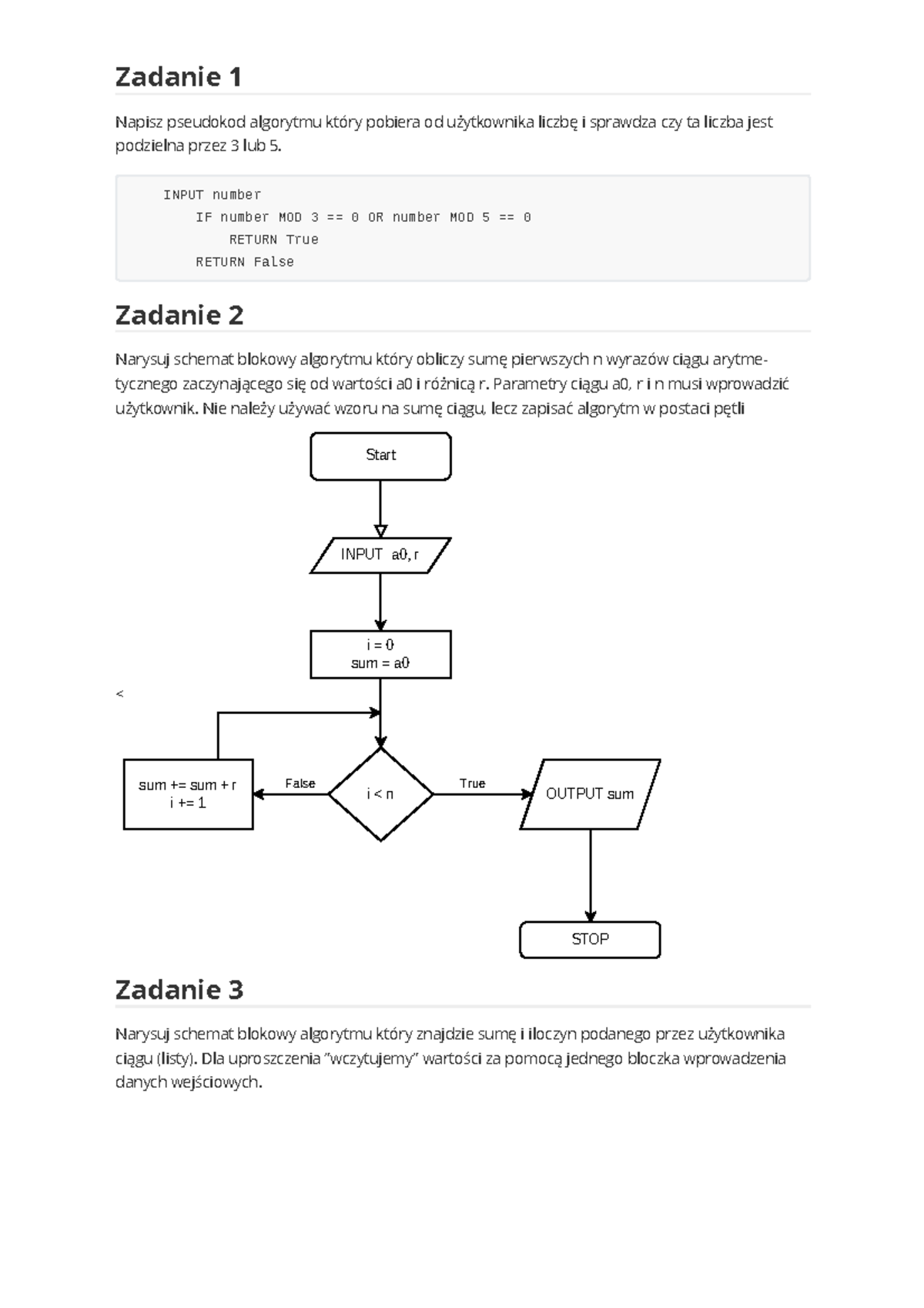 Lab1 - Zadanie 1 Napisz pseudokod algorytmu który pobiera od ...
