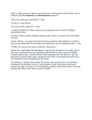 Worst Story EVER - assignment - CRWR 200 - UBC - Studocu